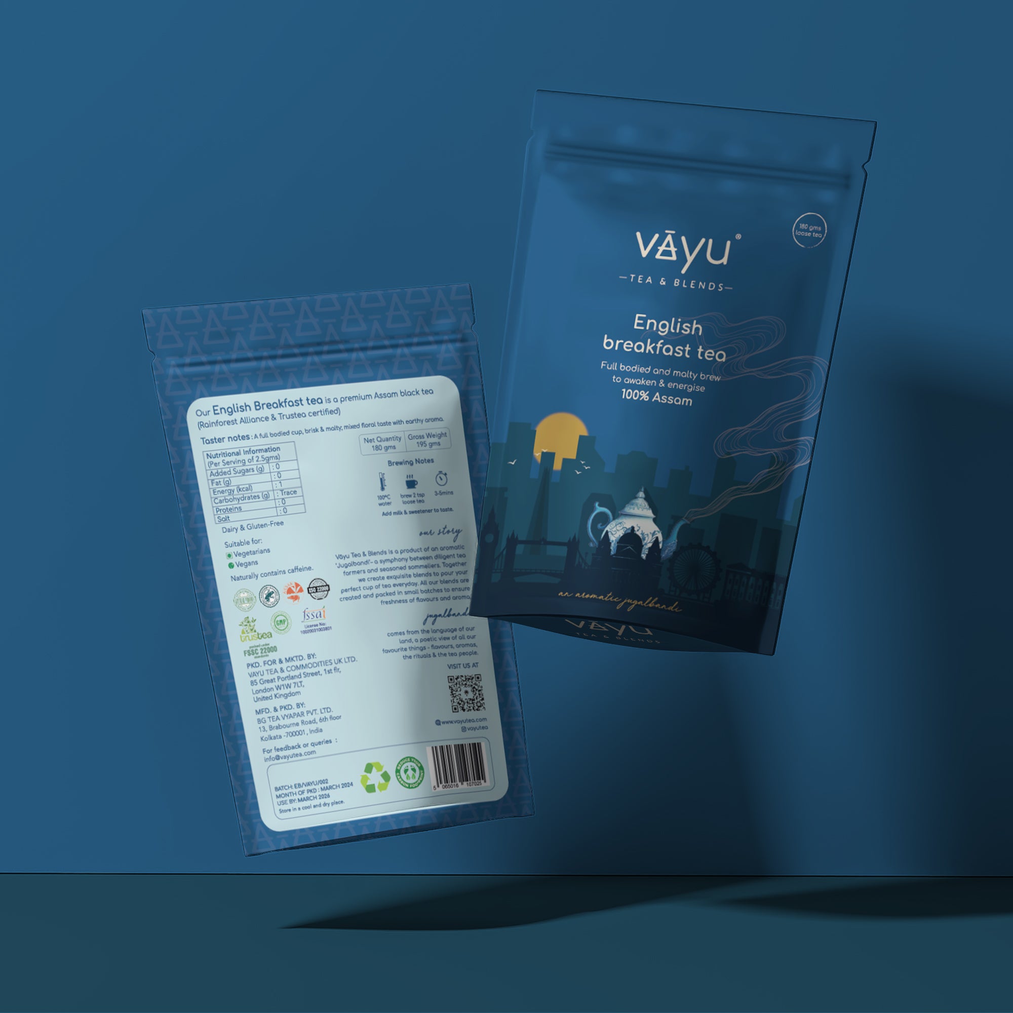 Premium English Breakfast Tea (Loose Tea Leaves 180gms) | Vāyu Tea